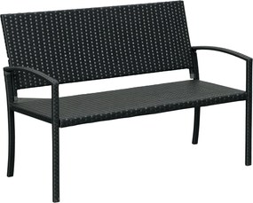 Outsunny Ratanová zahradní lavice 2-místná, UV-odolná, s ergonomickými opěrkami a opěradlem, zahradní nábytek, parková lavice s nosností až 240 kg, 12