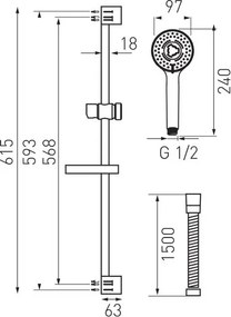 FERRO TUTTI - Sprchová ruční sada, chrom, N340