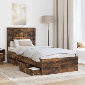 Rám postele s čelo Kouřový dub 100 x 200 cm Inženýrské dřevo 3409871