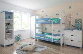 BabyBeds Dětská patrová postel HONZÍK II 180x80 Barevné provedení: Modrá, Úložný prostor: Ne, bez úložného prostoru