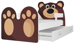 Dětská postel medvěd s matrací s roštem a šuplíkem