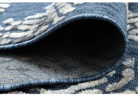koberec Strukturální SOLE D3841 šestiúhelníky ploché tkaní modrý / velikost 180x270 cm | krásné koberce cz