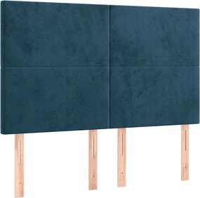 Čelo postele tmavě modré 144x5x118/128 cm sametové 3116104
