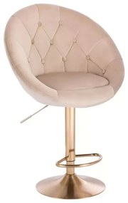 LuxuryForm DESIGN Barová židle VERA VELUR na zlaté kulaté podstavě - latte