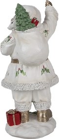 Bílá dekorace figurka Santa Claus s pytlem dárků - 14*16*31 cm