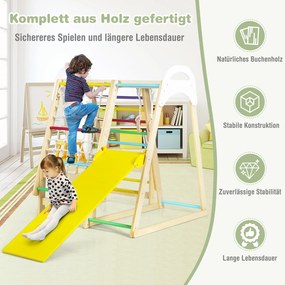 Costway 6-in-1 vnitřní dětské hřiště dřevěná prolézačka se skluzavkou opice