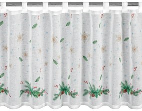EUROFIRANY KRÁTKÁ VÁNOČNÍ ZÁCLONA NA POUTKÁCH XMAS1 60X150 CM VZOROVANÁ