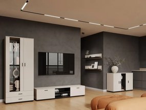 Obývací stěna Boho IX, Osvětlení: osvětlení LED - bílé, Barva: kašmír / kašmír + černá