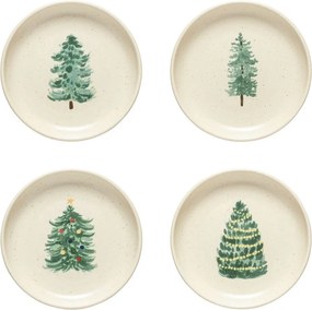 Krémové dezertní talíře v sadě 4 ks s vánočním motivem z kameniny ø 16 cm Pacifica Christmas Tree – Casafina