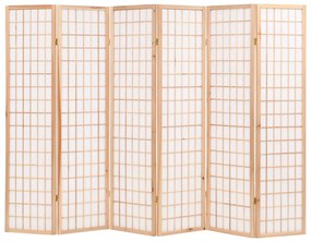 Skládací 6dílný paraván v japonském stylu 240 x 170 cm přírodní