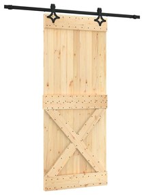 Posuvné dveře s kováním 85 x 210 cm masivní borové dřevo,  3203153