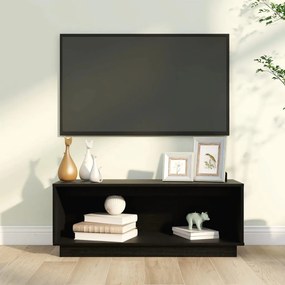 TV skříňka černá 90 x 35 x 35 cm masivní borové dřevo