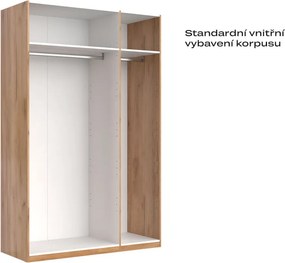 Skříň 3D se zrcadlem série N, dub kraft / bílá Asti