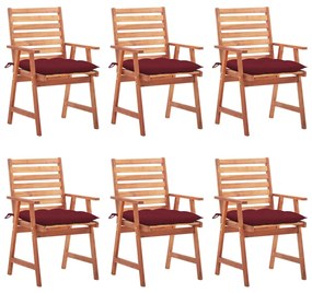 Zahradní jídelní židle 6 ks s poduškami masivní akáciové dřevo,  3078371