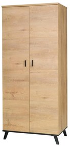 Obývací stěna se skříní JOHN | 5 dílů | 333 cm + 101x61 cm | dub lefkas světlý/černá