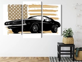 Vícedílný obraz Americké Svalové Auto S Pozadím Vlajky Usa Nedostatek Nedostatek Plátno Canvas 60x40