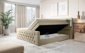 K&M postele Boxspring postel QUEEN s úložným prostorem, LED a USB Velikost postele: 200 × 200 cm, Výběr matrace: Oboustranná pružinová matrace - stře…