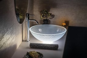 Sapho, PUKETA skleněné gravírované umyvadlo, průměr 42 cm, čirá, TY165