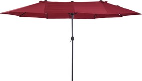 Dvojitý slunečník Outsunny 455 x 265 cm, sluneční clona s UV ochranou a kličkou, balkonový slunečník, plážový slunečník, větruodolný slunečník pro pl…