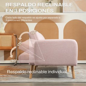 HOMCOM Moderní Rozkládací Dvousedací Pohovka 173x75x73 cm - Čalouněná v Syntetické Lněné Tkanině s Nastavitelným 3Úrovňovým Opěradlem a Odnímatelnými…