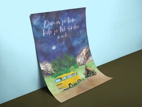 Plakát (upravitelný) - Domov je tam, kde je tvé srdce a auto FeelHappy.cz Velikost plakátu: A2 (42 x 59,7 cm)