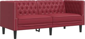 3dílná sedací souprava Chesterfield vínová umělá kůže 3209271