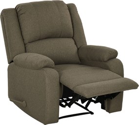 HOMCOM Ručně ovládané relaxační křeslo s funkcí sklopení, vzhled lnu, TV křeslo se bočním madlem, podnožkou, nosnost až 150 kg, pro obývací pokoj, hně