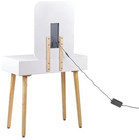 Toaletní stolek se zásuvkou a LED zrcadlem bílý/šedý DIEPPE Beliani