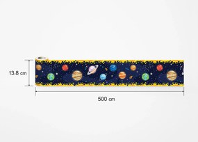 Dětská samolepící bordura na zeď Kosmický Průvod | 5 m x 13.8 cm | DWBD8257
