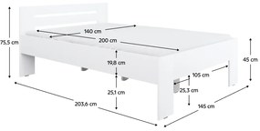 Kondela Postel, 140x200, bílá, BASIS
