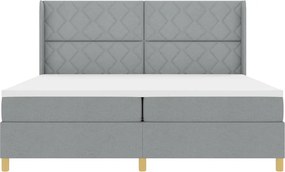 Postel s boxspringem s čelo Světle šedá 200 x 200 cm textil 3341917