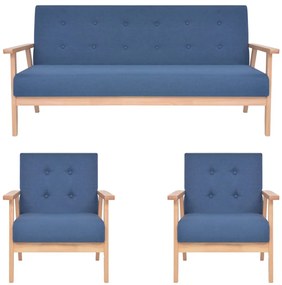 vidaXL 3dílná sedací souprava textilní čalounění modrá