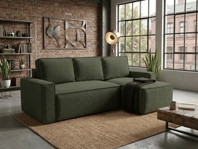 Rozkládací oboustranná sedací souprava do L SMART BOUCLE 232x143 cm, tmavě zelená
