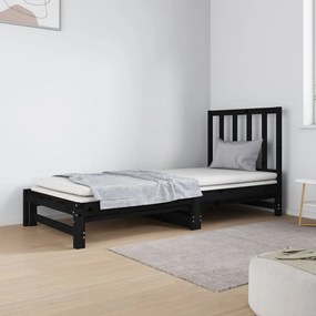 Výsuvná postel černá 2x (90 x 190) cm masivní borovice,  3124756