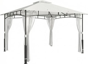 Outsunny Pavilon, 3x3,6 m vodoodpudivý Stabilní zahradní pavilon s moskytiérou, dvojitá střecha, pro zahradu, terasu, černý