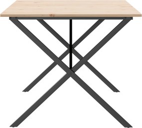 Jídelní stůl s X rámem 180 x 90 x 75 cm borové dřevo a ocel 3282700