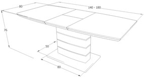 Casarredo Jídelní stůl rozkládací LEONARDO 140x80 beton/černá