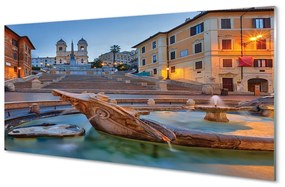 akrylový obraz Řím Sunset kašna budovy 100x50 cm