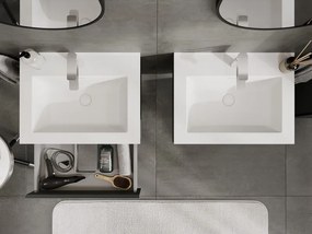 Mexen Rivel, koupelnová skříňka 60 cm s umyvadlem Otis, 1 zásuvka, drážkovaná, grafitová matná/bílá matná, 91A20-06023-1-BF66-W18M01