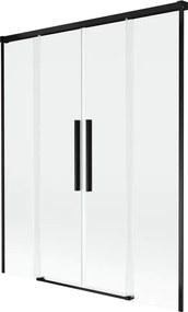 Mexen Rox, 2-křídlová posuvná vanová zástěna 160 x 150 cm, 8mm čiré sklo, černý matný profil, 8C9-160-002-70-00