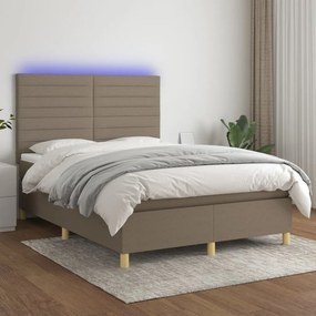 Box spring postel s matrací a LED taupe 140x200 cm textil 3135521