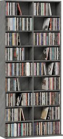 HOMCOM úložný stojan na CD a DVD 18 přihrádek, maximální kapacita 640 CD/360 DVD 430 Blu-ray, 78,5 x 24 x 175 cm, světle šedý