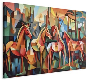 Obraz XXL Kubističtí koně - geometrická kompozice inspirovaná Picassovým stylem