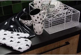 Bílo-černý porcelánový dezertní talíř se stromky Black&White X-Mas - Ø 20*2 cm