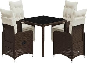 5dílný zahradní bistro set s poduškami hnědý polyratan 3277188