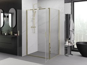 Mexen Exo, výklopná sprchová kabina, dveře 110 cm + boční stěna 95 cm, transparentní sklo, zlatá, 814-110-095-50-00