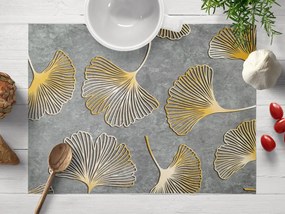 Biante Sametové prostírání na stůl Tamara TMR-002 Ginkgo lístky na šedozeleném 30x40 cm