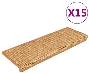 Samolepící nášlapy na schody vzhled sisal 15ks 65x21x4 cm 326889