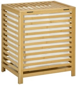 HOMCOM Koš na prádlo 55L Bambusová truhla na prádlo s víkem a vyjímatelným pytlem na prádlo do ložnice a koupelny 50x36x60cm Příroda | Aosom.de