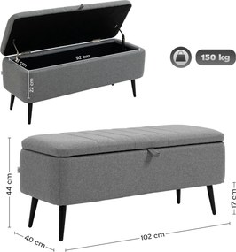 HOMCOM Úložná Lavice s Polstrovaným Sedadlem, Ottoman s Ocelovými Nohami, Úložný Truhlicový Stolek do Obývacího Pokoje, Ložnice nebo Chodby 102 x 40 …